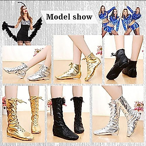HIPPOSEUS Women's Jazz Dance Shoes Gold Split Sole Dancing Training High Top Ankle Dance Boots for Men, US 7
