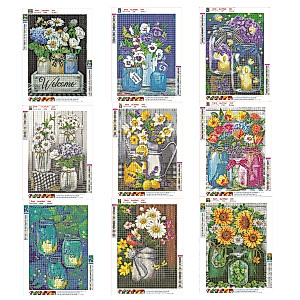 9 Pack Diamond Painting，DIY 5D Diamond Painting Kits for Adults and Kids，Diamond Painting Accessories, Diamond Art Kits for Adults Full,12x16 inch