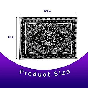 AEFPOYMXU Burning Sun Moon Tapestry Aesthetic Tapestry for Bedroom Black Light Wall Tapestry Boho UV Reactive Posters Wall Hanging Bedroom Living Room Hippie Tapestry(59 × 51 inch)