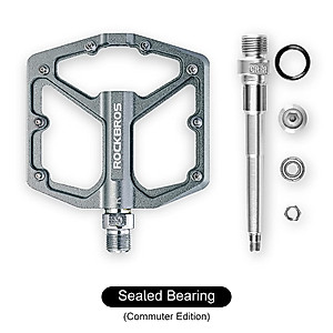 ROCKBROS Mountain Bike Pedals MTB Pedals Bicycle Flat Pedals Aluminum 9/16" Sealed Bearing Lightweight Platform for Road Mountain BMX MTB Bike