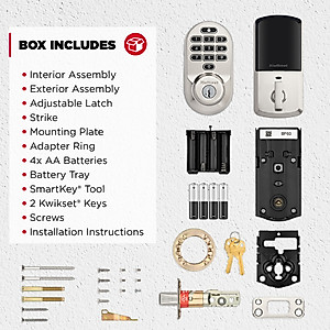 Kwikset 99380-001 Halo Wi-Fi Smart Lock Keyless Entry Electronic Keypad Deadbolt Featuring SmartKey Security, Satin Nickel