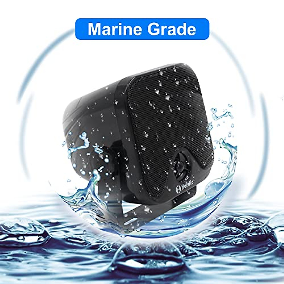 Herdio 4 Inches Heavy Duty Waterproof Boat Marine Bluetooth Speakers Surface Mounted for Camper Skid Steer ATV UTV RZR Golf Cart Tractor