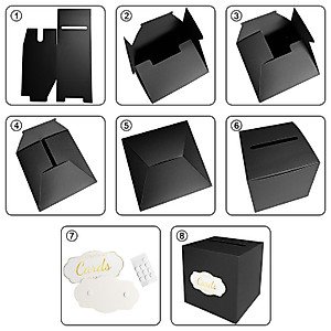 QIKSION Black Card Box for Party, Black Gift Card Box Holder Money Box for Weddings, Graduation, Birthdays, Baby Showers, Retirements, Open Houses, Anniversaries