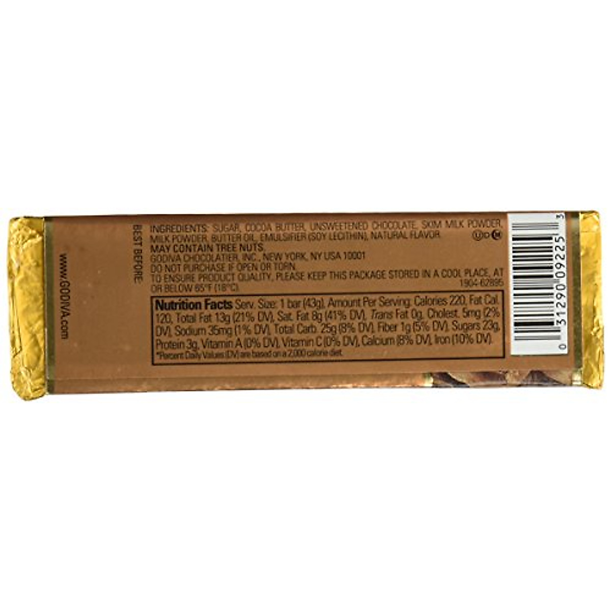 Godiva Chocolatier Solid Chocolate, 1.5 Ounce (Pack of 4) - Packaging May Vary