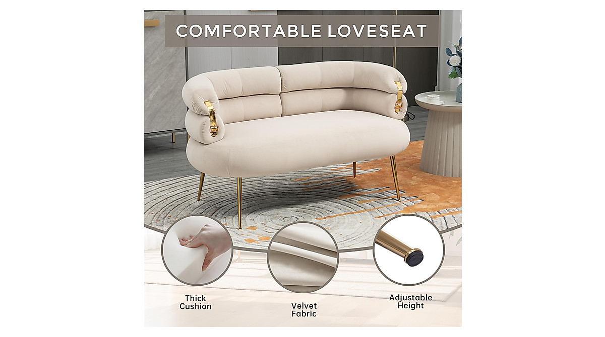 Small Loveseat Sofa | Stylish Beige Mini Couch for Any Room