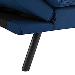Memory Foam Futon Sofa Bed Couch Sleeper Convertible Foldable Blue Suede