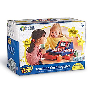 Learning Resources Pretend & Play Teaching Cash Register, 73 Piece Set, Ages 3+, Talking Register, Counting Activities, Money Management