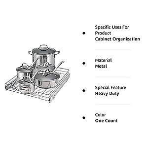 HOLD N' STORAGE Pull Out Cabinet Organizer, Heavy Duty-w/Lifetime Limited Warranty-20”Wx21”D- Requires At Least a 21-1/4” Cabinet Opening, Steel Metal Cabinet Drawers Slide Out, Chrome Finish