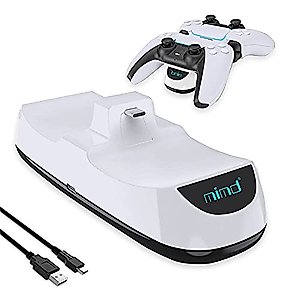 PS5 Controller Charger, Dual USB PS5 Controller Charging Station, for Playstation 5 Console DualSense PS5 Controllers. (Pearl White)