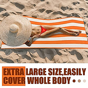 Moukeren 6 Packs Oversized Beach Towel 35 x 70 Inches Microfiber Beach Towels for Adults Extra Large Pool Towels Quick Dry Swim Towels Bulk Thick Plush Cabana Towel for Summer Bath Adults (Stripe)