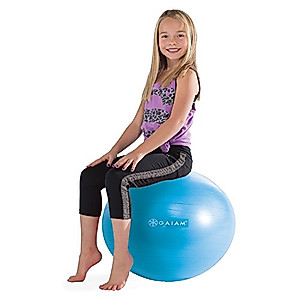 Gaiam Kids Balance Ball - Exercise Stability Yoga Ball, Kids Alternative Flexible Seating for Active Children in Home or Classroom (Satisfaction Guarantee), Blue, 45cm