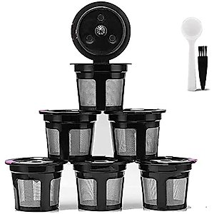 potoceen Reusable Cups With Lids Compatible for Use in Universal Kiurig 2.0 & 1.0 Brewer，6 PACK Refillable Coffee Pods，Coffee Filter Basket
