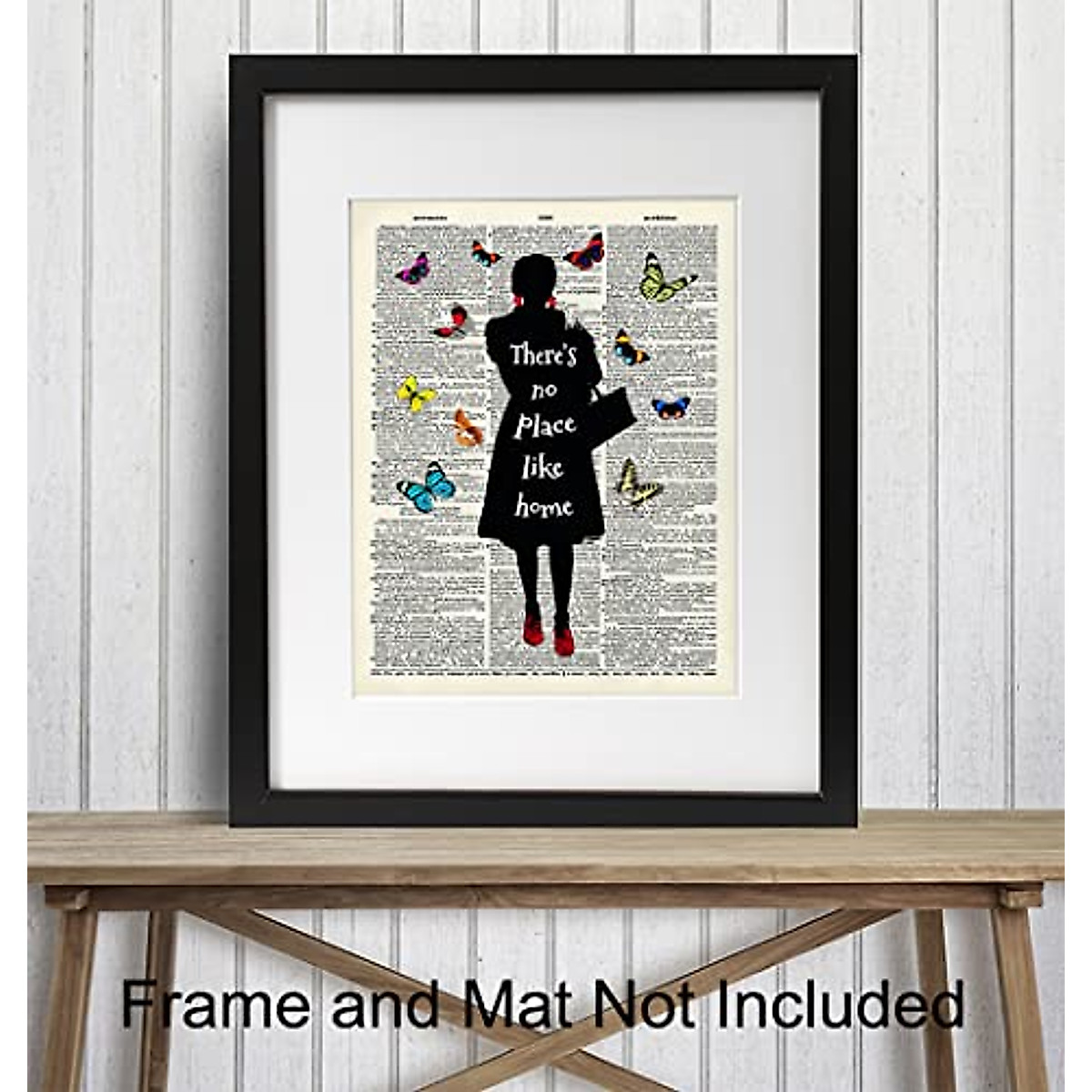 Wizard of Oz Quote, Dictionary Art, Theres No Place Like Home - Upcycled 8x10 Poster print for Girl, Kids Room, Bedroom, Nursery - Unique Gift for Dorothy, Fans - Unframed Photo Print