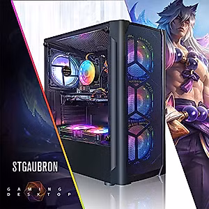 STGAubron Gaming Desktop PC Computer,Intel Core I7 3.4 GHz up to 3.9 GHz,Radeon RX 580 8G GDDR5,16G RAM,512G SSD,WiFi,Bluetooth 5.0,RGB Fanx6,RGB Keyboard&Mouse&Mouse Pad,RGB BT Sound Bar,W10H64