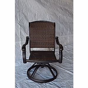 Patio Land Santa Clara Outdoor Set of 6 Swivel Rocker Dining Chairs Dark Bronze Cast Aluminum