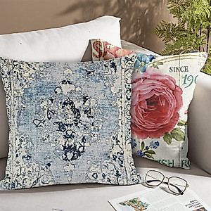 Snycler Antique Kirman Rug Print Pillow Case Square Pillowcase Soft Throw Pillow Cover 20"X 20" Home Decor for Living Room Couch Sofa Car Cushion Cover