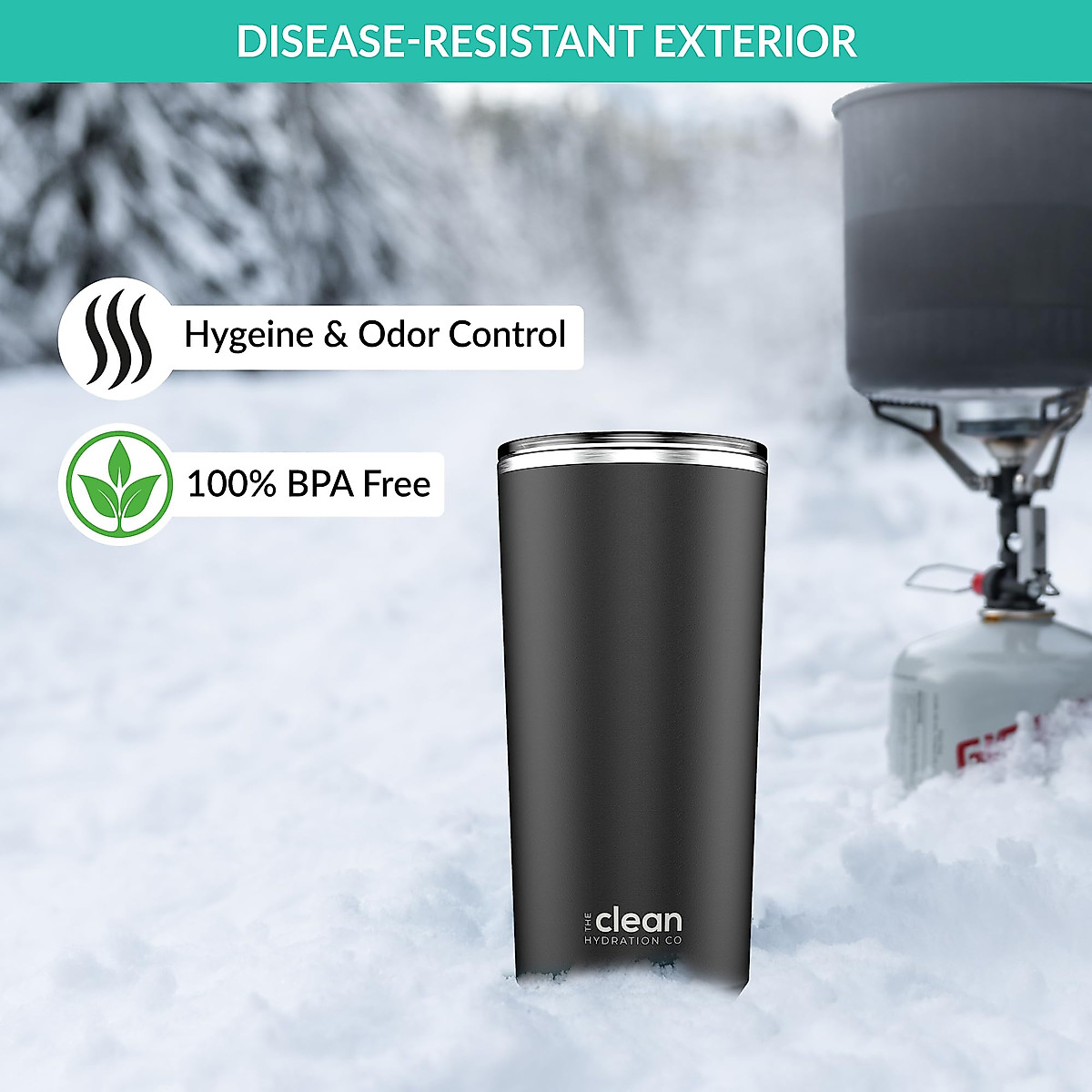 The Clean Hydration Company Tumbler Insulated with Lid, Double-Wall Vacuum, 20 Oz Travel, Office Tumbler, Hot & Cold Drinks, Ceramic Interior, Spill-Proof, BPA-Free, No Metal Taste