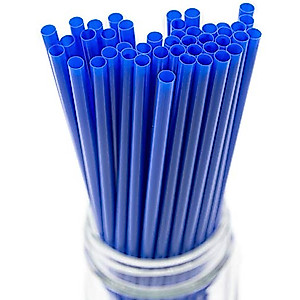 Made in USA Pack of 250 Unwrapped BPA-Free Plastic Slim Drinking Straws (Blue - 10" X 0.21")