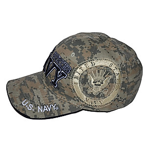Icon Sports Group US Navy Hat Official Licensed Military Cap, Unisex Embroidered Camo Armed Forces Baseball Cap, One Size