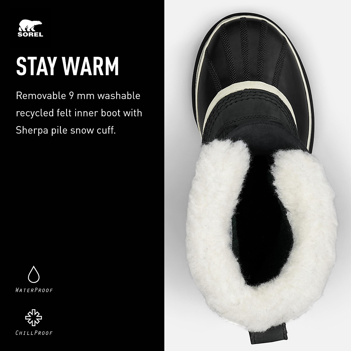 SOREL Women's Caribou Waterproof Boot - Black, Stone - 10