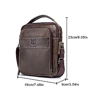 QAZWSXE Mens Shoulder Bags Crossbody,Genuine Leather Shoulder Sling Bag for Men Adjustable Man Purse Brown Small Messenger Bag for Men Travel Work Business Handbag