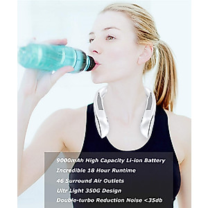 CLELO Neck Fan, Portable Fans Rechargeable Long Battery Life Quiet Cooling USB Powered Desk Fan, 3 Speeds with USB-C Charge Port (White)