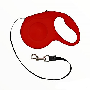 360° Tangle-Free Heavy Duty Retractable Dog Leash with Anti-Slip Handle, 16.4 ft Strong Nylon Tape, One-Handed Brake, Pause Lock Red