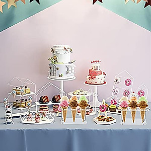 YOUEON 2 Pack Acrylic Ice Cream Cone Holder with 6 Holes, Clear Waffle Cone Holder, Sushi Hand Roll Stand, Cone Holder Stand for Wedding, Birthday, Christmas, Thanksgiving, Restaurant, Party or Buffet