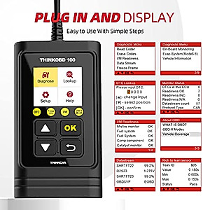 THINKCAR OBD2 Scanner, THINKOBD100 Engine Fault Code Reader with Full OBD2 Functions,O2 Sensor/Smog Test CAN Diagnostic Scanner Tool for All OBDII Protocol Cars Since 1996,Lifetime Free Update