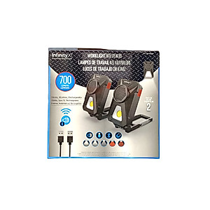 Infinity X1 Stereo, Wireless, Rechargeable 700 Lumens Worklight with Bluetooth Speakers 2-Pack