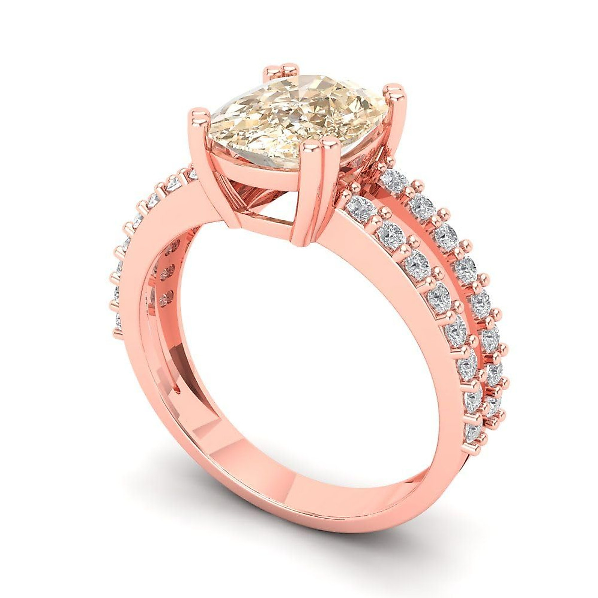 Clara Pucci 3.50 ct Cushion Cut Solitaire Genuine Natural Brown Morganite Engagement Promise Anniversary Bridal Ring 18K Rose Gold 6