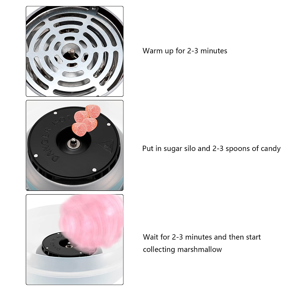 Cotton Candy Machine 400W Portable Cotton Candy Maker With Large Splash Proof Cricle, Homemade Countertop Candy Floss Maker for Kids Birthday Party Gift Christmas (Blue)