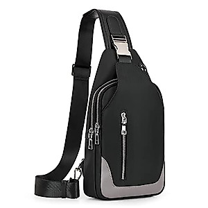 SEAFEW Small Black Tactical Sling Bag Crossbody Backpack Shoulder Bag for Men Women, Daypack Anti-Theft Cross Body Motorcycle Chest Bags, One Strap Backpack for Walking Biking Travel Cycling