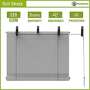 FLORALEAF Outdoor Roller Shades 7'W x 6'H Window Blinds for Porch Screen Deck Pergola Patio Balcony Gazebo Privacy Sunshade Roll Up Outdoor, Light Grey