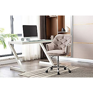 Gecheer Velvet Swivel Shell Chair for Living Room, Modern Leisure Arm Chair, 360° Swivel Office Task Chair with Wheels - Grey