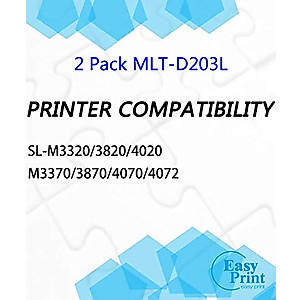 EASYPRINT (2-Pack) Compatible MLT D203L MLTD203L Toner Cartridge Used for Samsung SL-M3320ND, 3310, M3370FD, M3820DW, M3870FW, M4020ND, M4070FR, M4070FX Printer (High Yield)