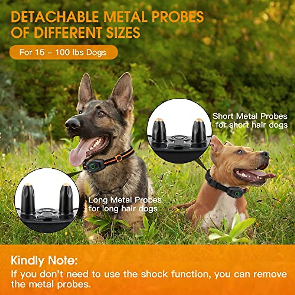 SDOFOS Dog Training Collar, Shock Collar for 2 Dogs with Remote Range 1300ft, 3 Training Modes, Beep, Vibration, Shock, IPX7 Waterproof Rechargeable Electric Shock Collar for Small Medium Large Dogs