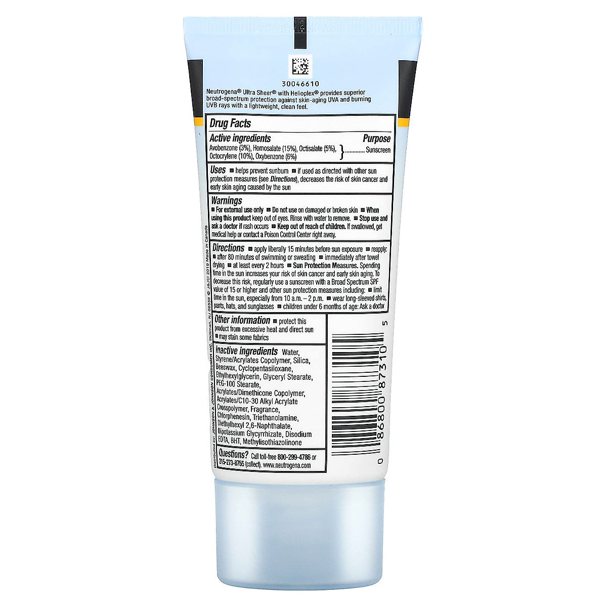 Neutrogena Ultra Sheer Dry-Touch Water Resistant and Non-Greasy Sunscreen Lotion with Broad Spectrum SPF 100+, 3 fl. oz