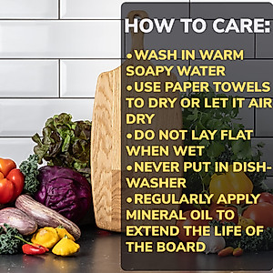 Cutting Board - 17x7 Inches Large Cheese Board with Handle - 20 mm Thin Cutting Board - Edge Grain Oak Cutting Board - Long Charcuterie Board - Wooden Serving Platter - Chopping Board for Kitchen