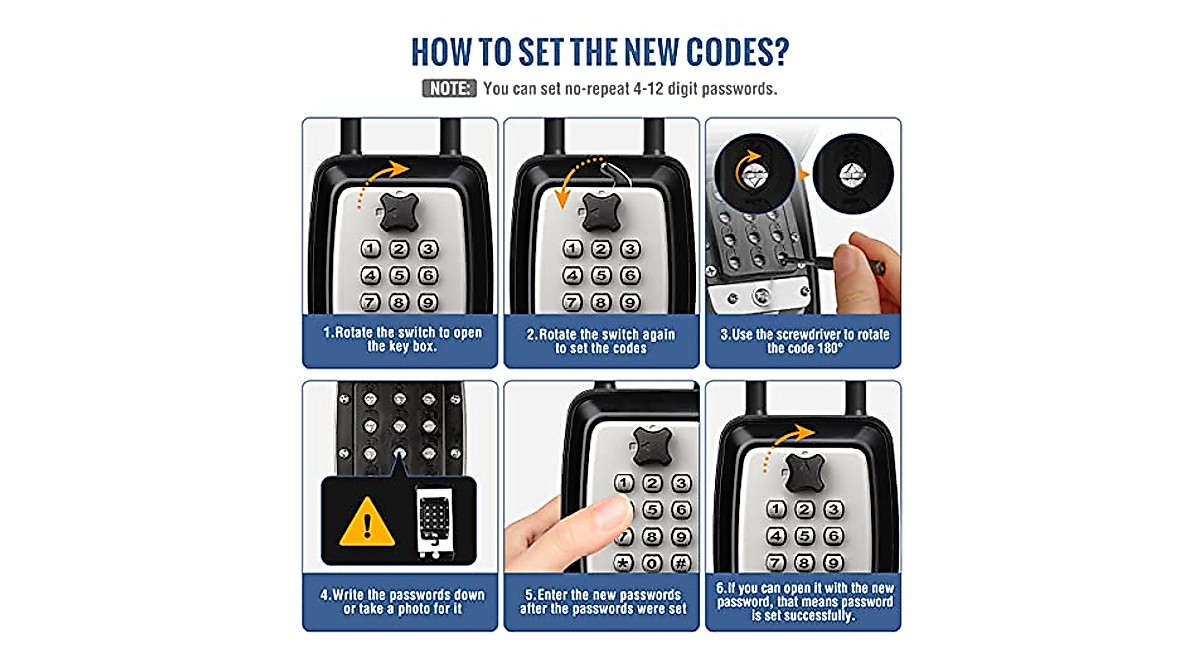Secure Outdoor Key Lock Box with 12-Digit Code | HUANLANG