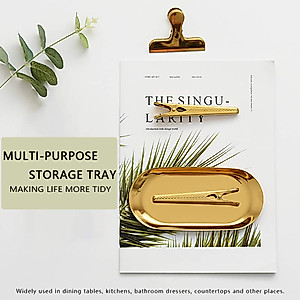 2 Pack 7.1in Stainless Steel Storage Tray, Premium Metal Organizer Plate to Hold Fruit, Tea, Cosmetics, Jewelry, Oval Stainless Steel Towel Tray for Vanity, Bathroom, Closets (Black)