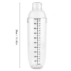 Plastic Cocktail Shaker, Clear Plastic Cocktail Shaker Plastic Cocktail Shaker with Scale and Strainer Top Drink Mixer Hand Shaker Cup with Scales(1000ML)