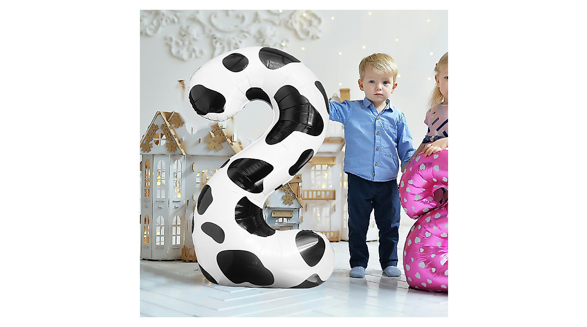 LEBERY Cow Print Number 2 Balloon for 2nd Birthday & Farm Parties