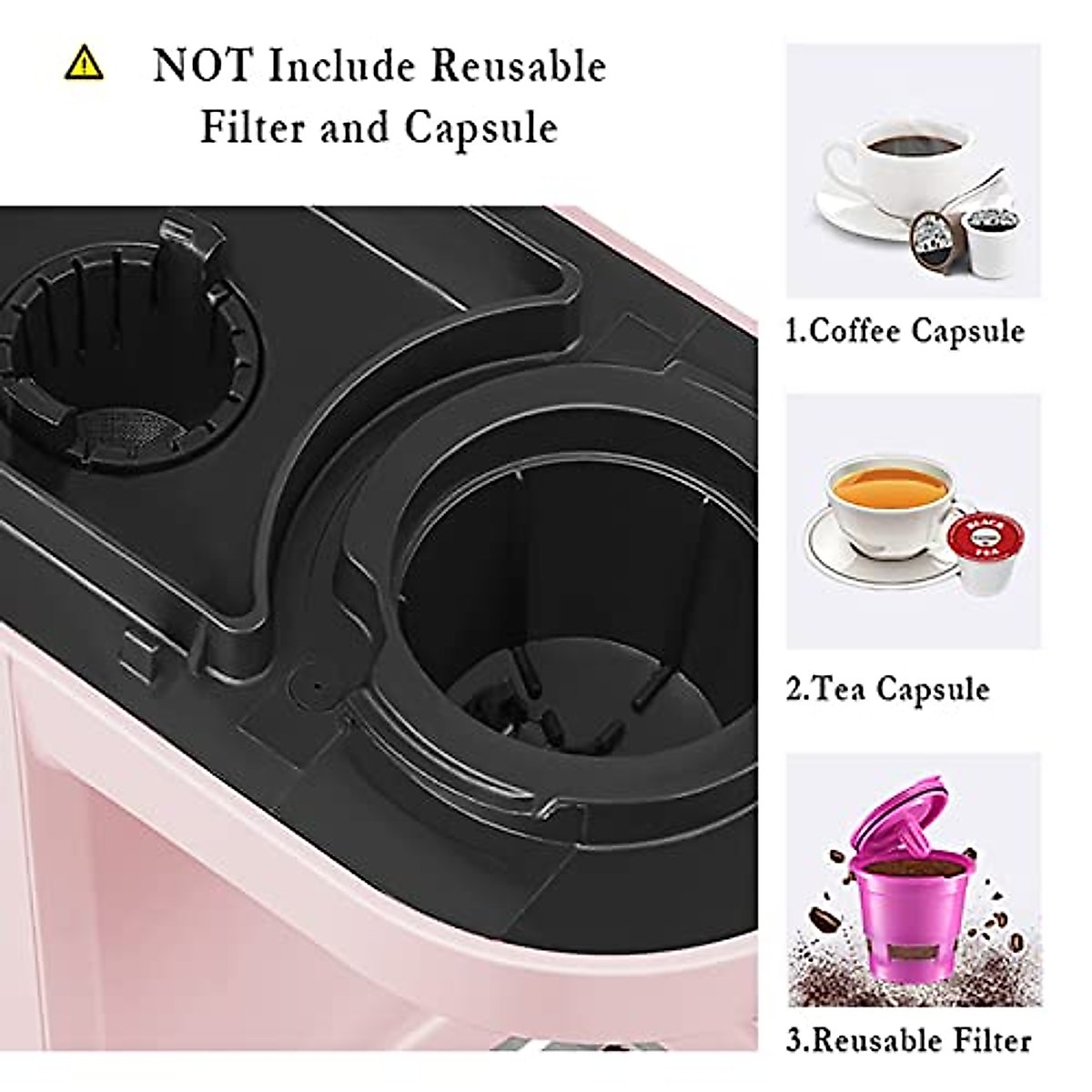CHULUX Single Serve Coffee Maker,One Button Operation with Auto Shut-Off for Coffee and Tea with 5 to 12 Ounce,Pink