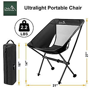 Club Nommas Camping Chairs - Ultra Portable, Lightweight, Compact and Collapsible with Certified Cordura Fabric