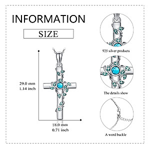 Vadmans Turquoise Cross Necklace Sterling Silver Cross Pendant Jewelry Gift for Women