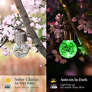 SOLPEX Hanging Solar Lights Outdoor, 8 Pack Decorative Cracked Glass Ball Light, Solar Powered Waterproof Globe Lighting, Hanging Globe Solar Lights for Garden, Yard, Patio, Lawn, Flower Bed