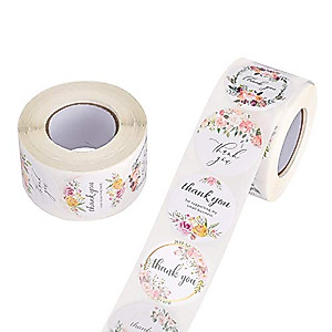 Avamie 1000 PCS Thank You Stickers Rolls, 1.5 inch Thank You for Supporting My Small Business Stickers, 16 Unique Designs, Thank You Stickers Labels 2 Rolls (Floral and Greenery)