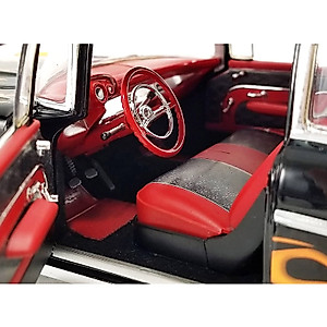 1957 Chevy Bel Air Black with Flames and Pinstripe Top Big Daddy Ed Roth LTD ED to 966 Pieces Worldwide 1/18 Diecast Model Car by Acme A1807014