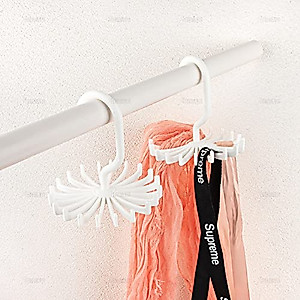 AUEAR, 8 Pack 360 Degree Rotating Scarf Hanger 20 Hooks Twirl Plastic Ties Hanger for Women Men Home Bedroom Supplies (White)